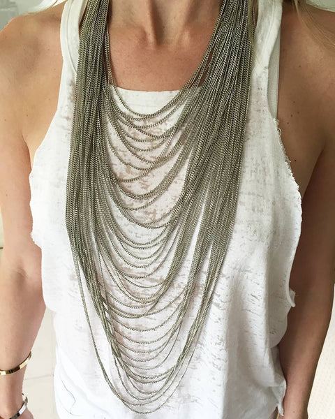 Meridian Avenue | Long Layered Silver Chain Necklace – Online Jewelry ...